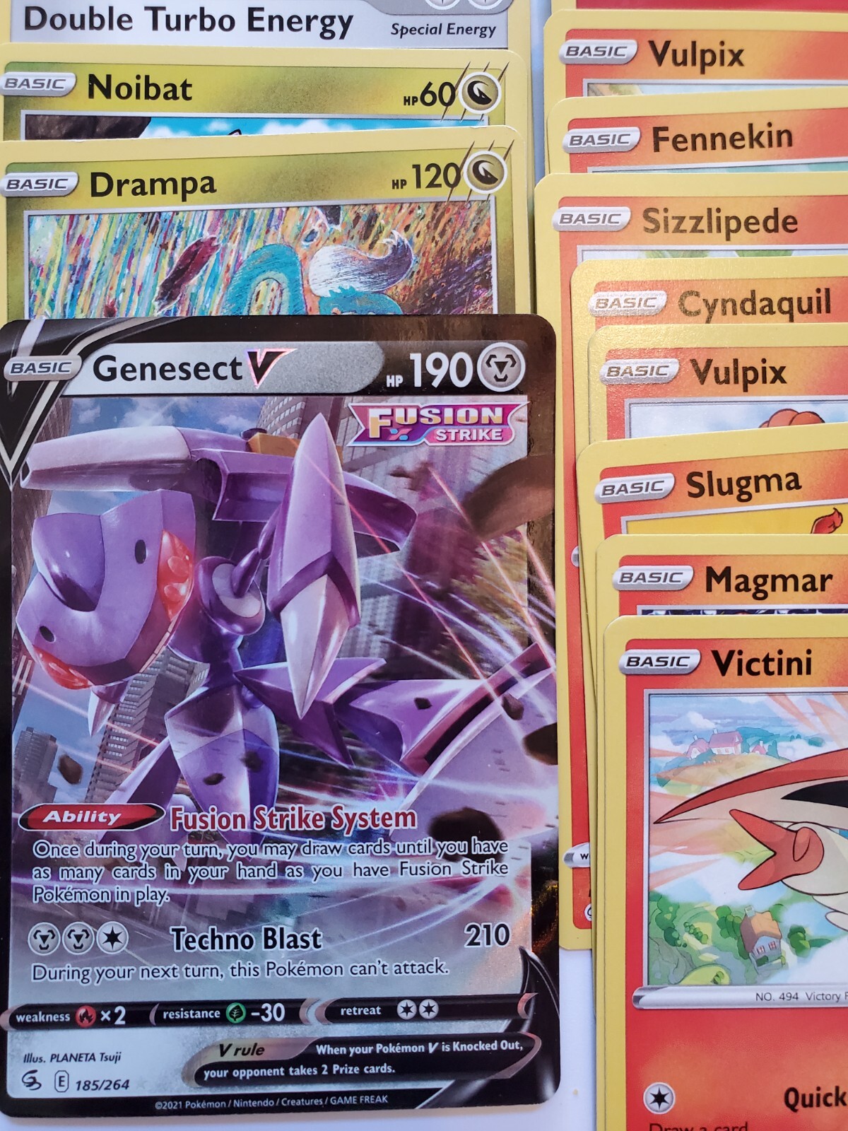 Pokémon TCG Genesect V Fusion Strike 185/264 Holo Ultra Rare + 100 Card ...