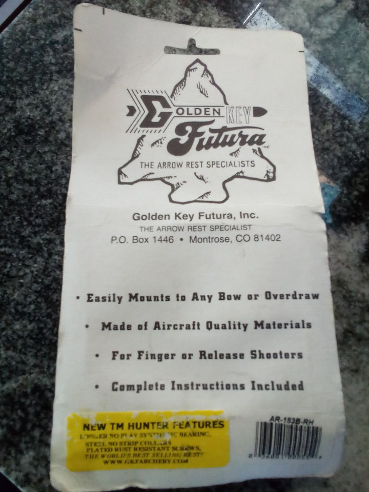 T.M. HUNTER "BASIC" AR-183B-RH Golden Key Futura ARROW REST Bow Hunting ...