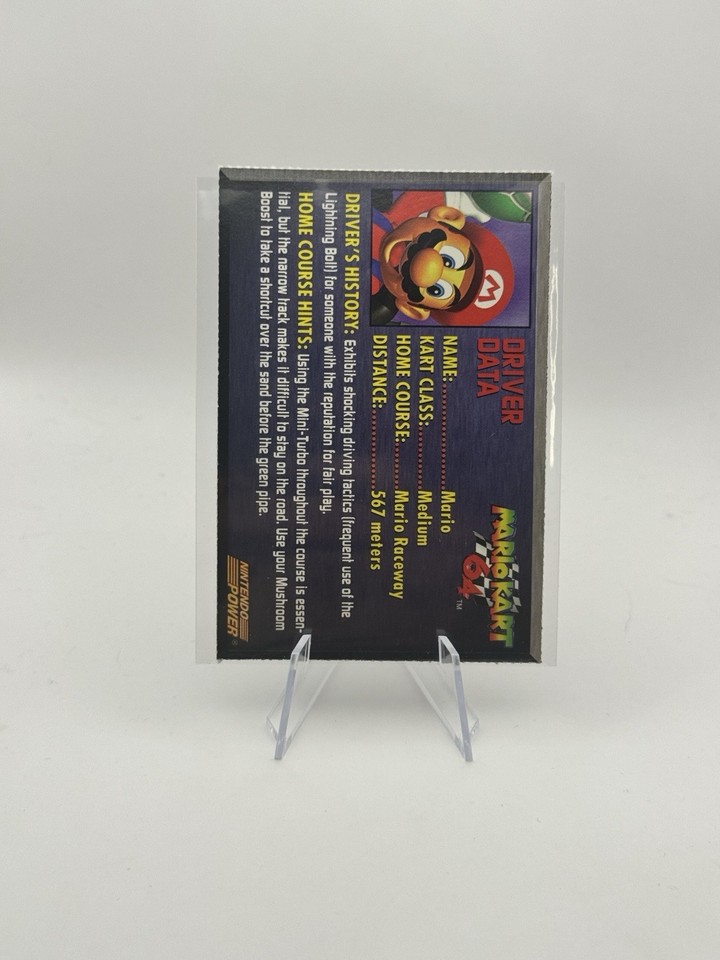 Nintendo Power Mario Kart 64 MARIO Trading Card N64 RARE Vintage 1994 ...