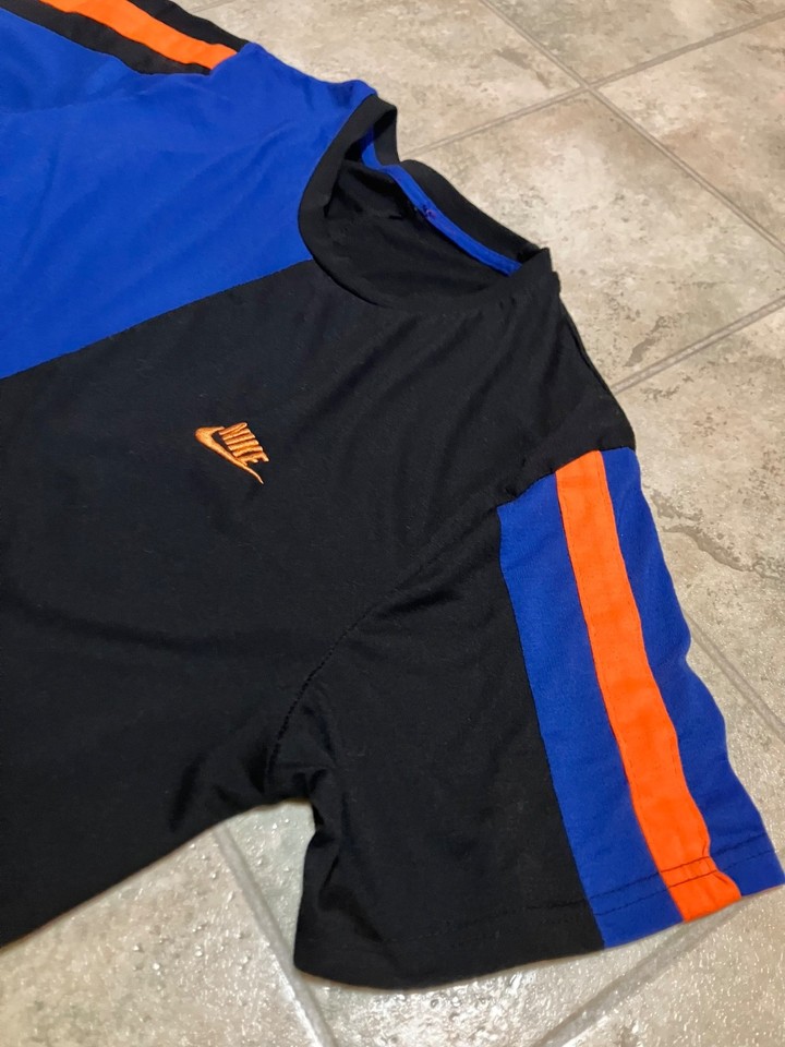 VNTG 1992 Nike Color Block Black Orange Blue T Shirt XL Knicks Mets ...