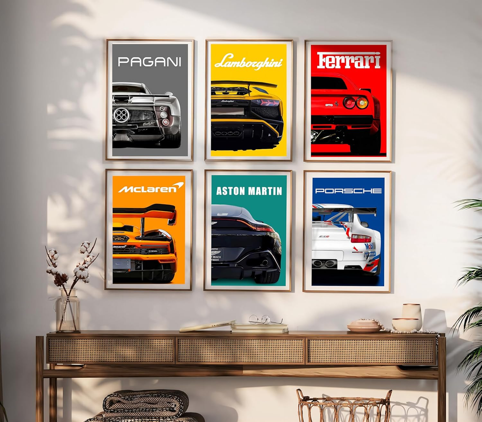 Car Posters Supercar Poster Art Prints for Walls Vintage Racing Car ...