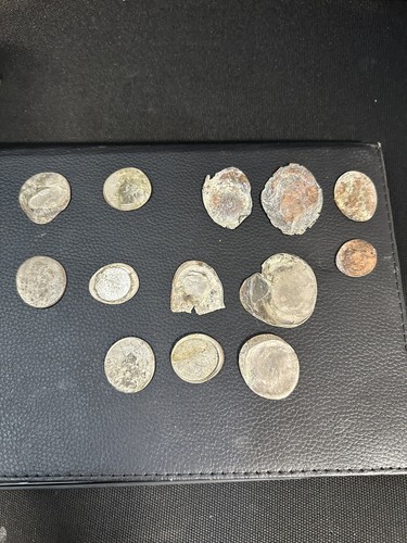 LOT of RAILROAD SMASHED USA COINS Quarters Nickels Copper Pennies Dimes ...