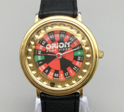 Vtg Orion Roulette Wheel Watch Unisex 32mm Red Black Leather Band New ...