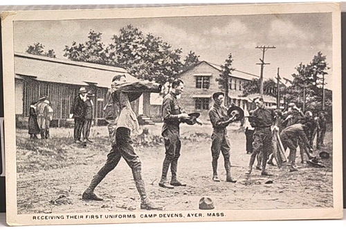 PC ~ Receiving Their First Uniforms ~ Camp Devens, Ayer, Mass. ~ WWI | eBay