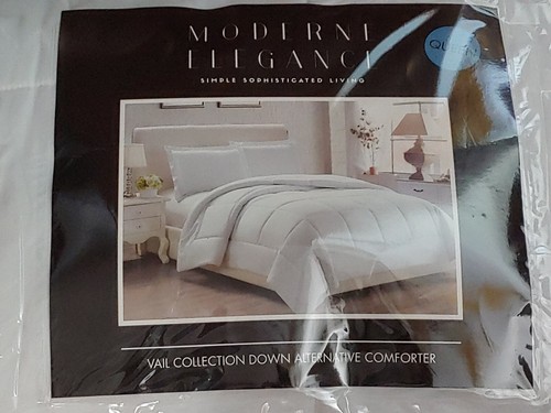 Modern Elegance Queen Vail Collection Down Alternative Comforter White ...