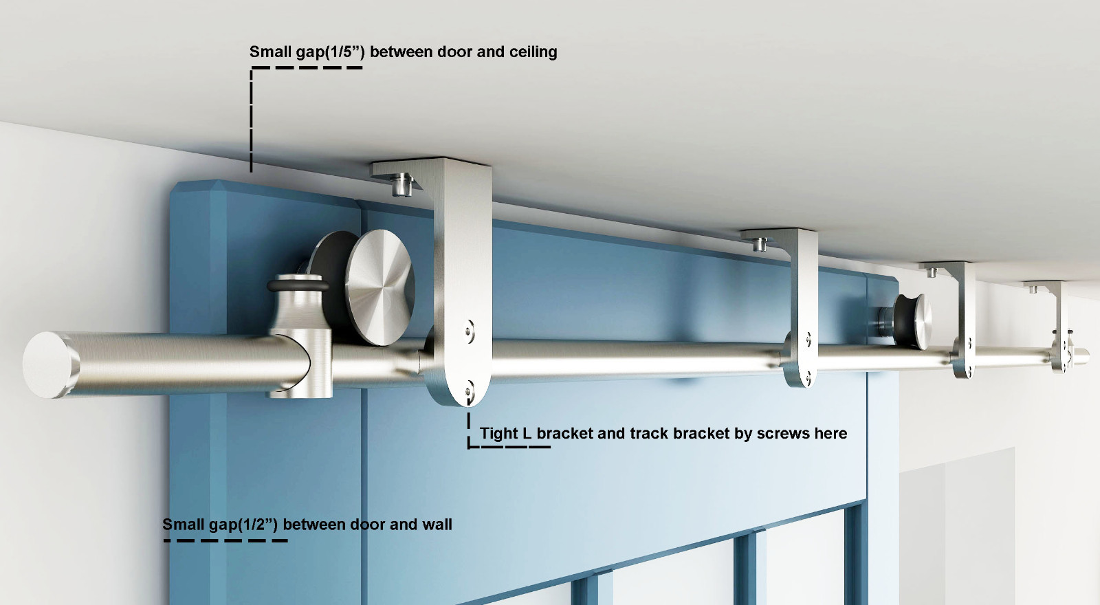 DIYHD Stainless Steel Flat Roller Ceiling Mount Sliding Barn Door ...