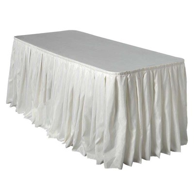 17' x 29" Polyester Rectangle Wrap Around Table Skirt, Ivory | eBay