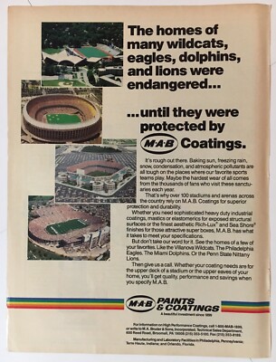 MAB Paints & Coatings Stadiums 1989 Vintage Print Ad 8x11 Inches Wall ...