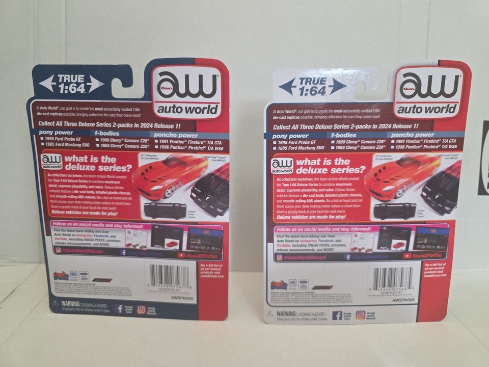 Auto World Deluxe Series RARE 2 Pack Chevy F-Bodies and Ford Pony Power ...