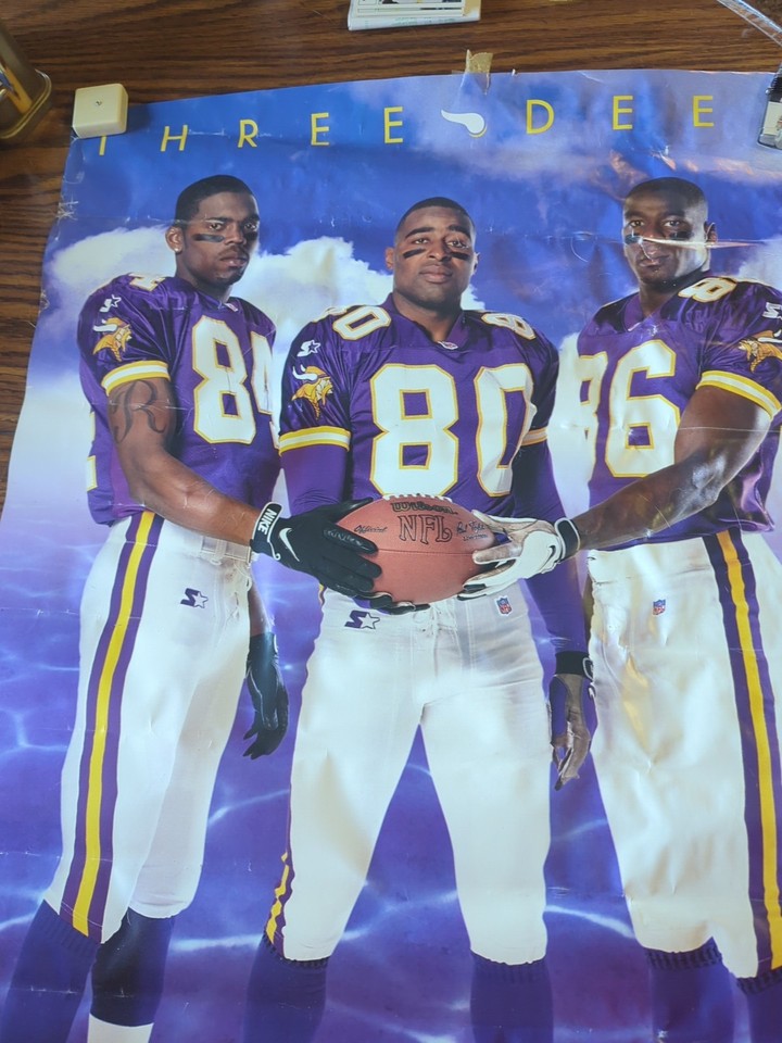 Vintage Three Deep MN Vikings Moss Carter & Reed Poster . Ok Shape See ...