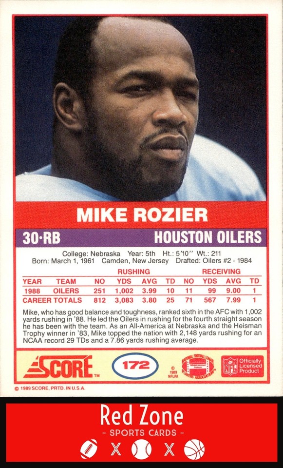 1989 Score - #172 Mike Rozier NM/NM+ | eBay