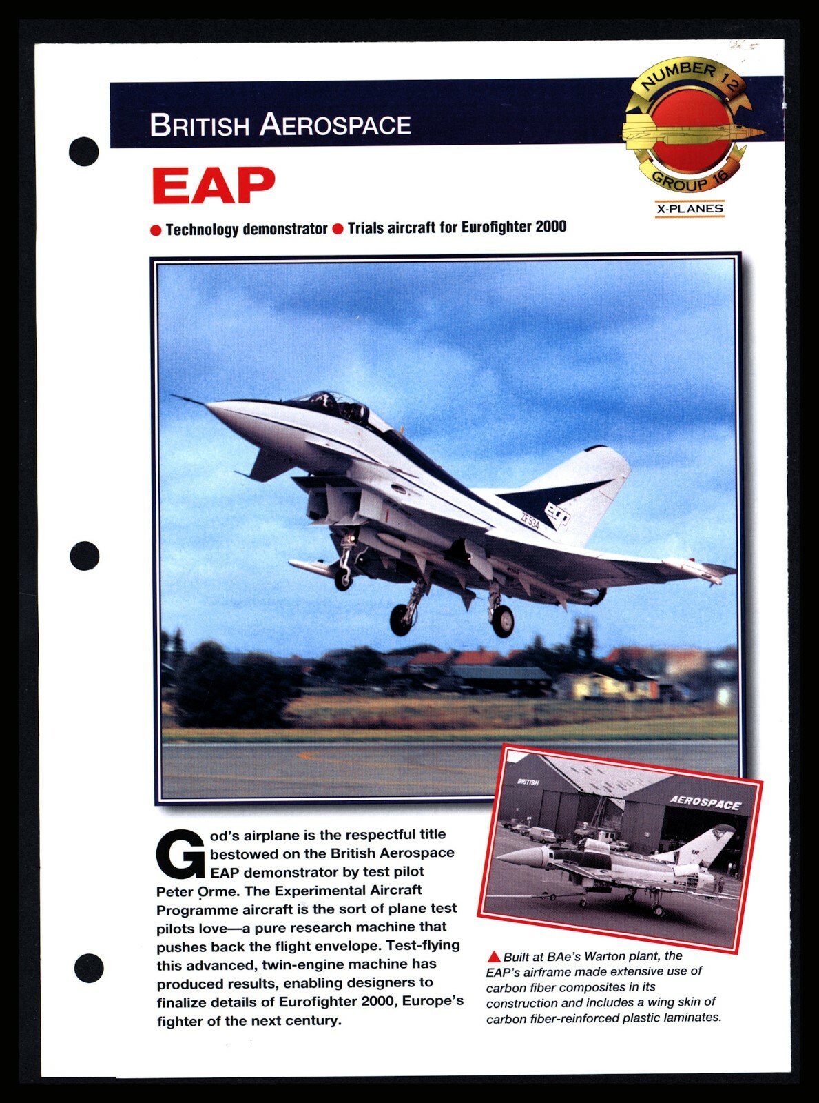 "BRITISH AEROSPACE EAP" Aircraft of World Spec Sheet X-Planes 16.12 | eBay