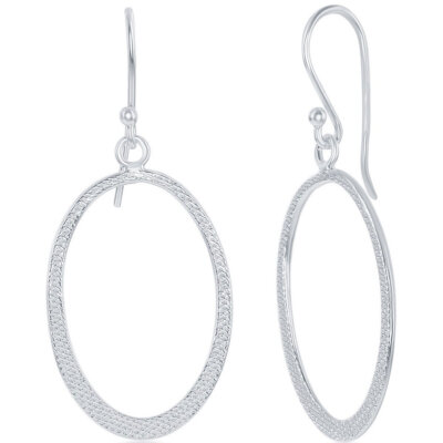 Classic Women's Earrings Sterling Silver Oval Design French Wire ...