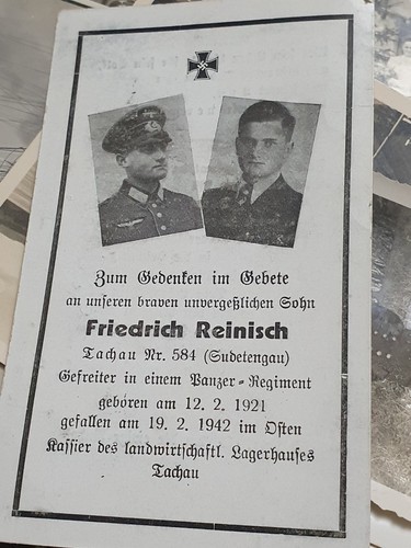 original german ww2 Death Card Friedrich Reinisch Panzer Rgt 19 Feb ...