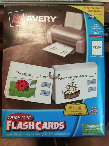 Avery Custom Print Flash Cards 4.25" x 5.5" 100 Cards Ring (4766) Home ...