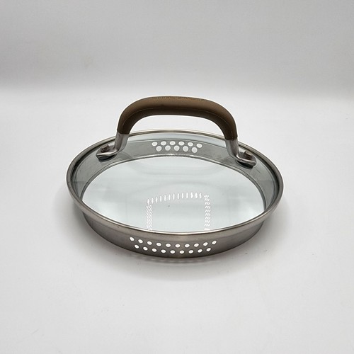 Circulon 7" Stainless Steel & Glass Straining Lid With Silicone Handle ...