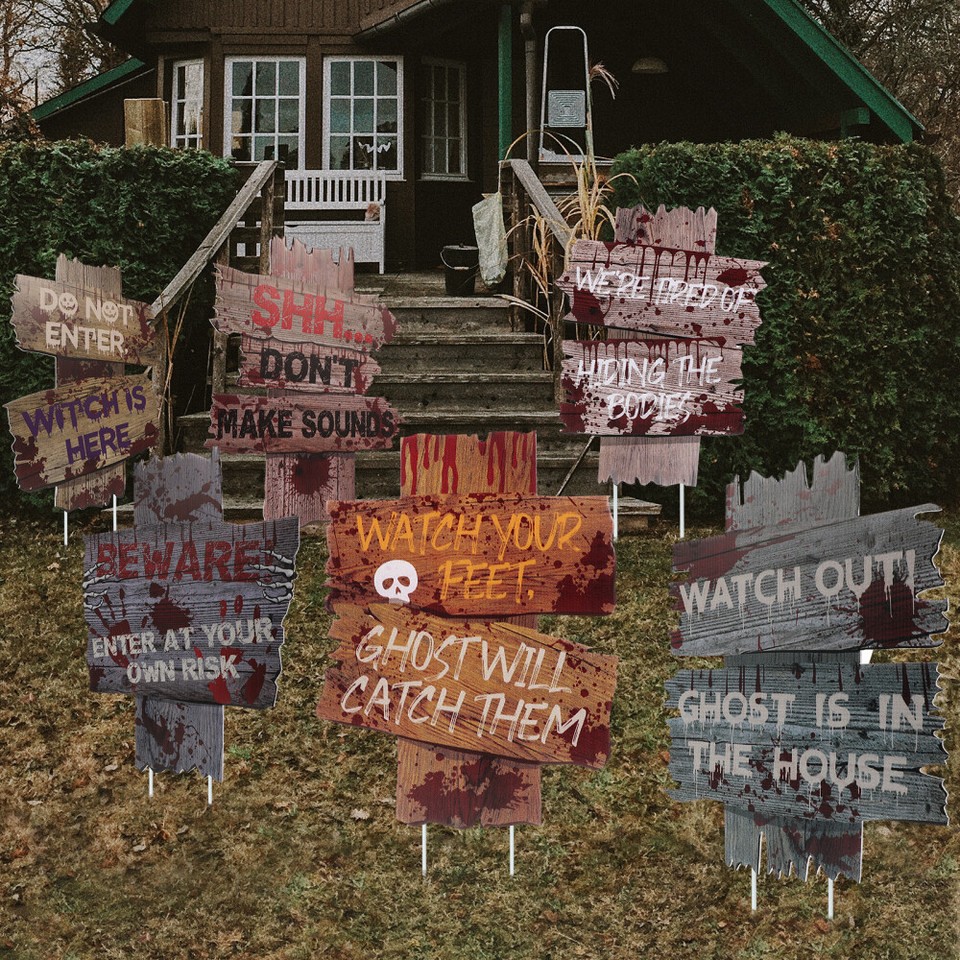Spooky Warning Signs Halloween Party Supplies Halloween Yard Signs | eBay
