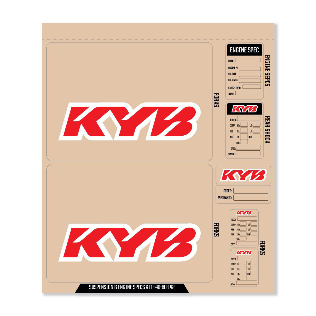 D'COR KYB DECAL KIT RED KYB FORK/SHOCK/ENG SPEC 40-80-142 | eBay