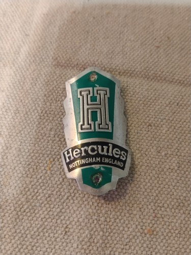 Vintage Hercules Bicycle Head Badge Silver Green And Black Nottingham ...