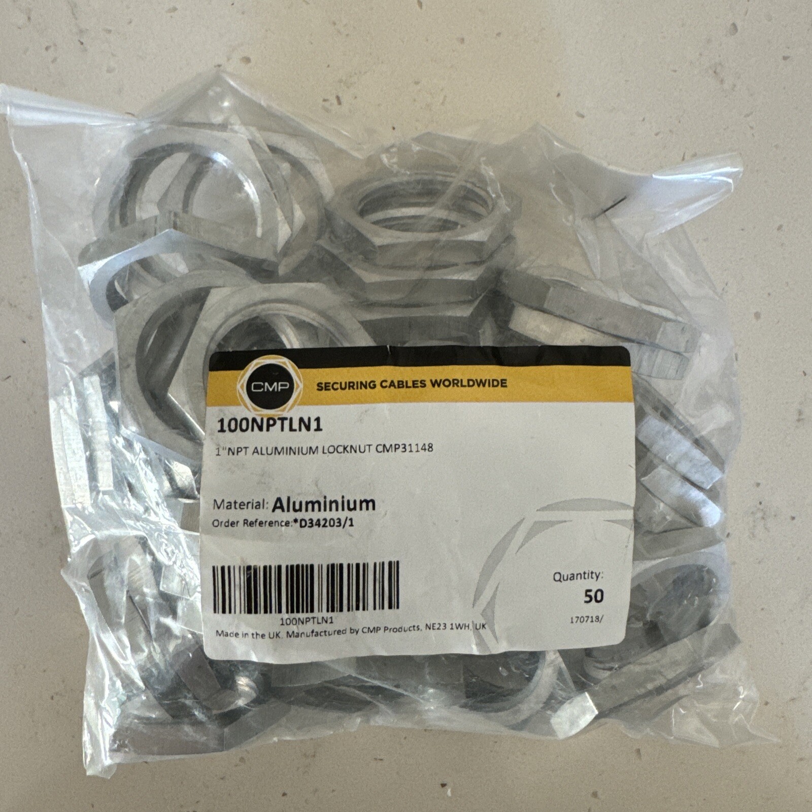 CMP 100NPTLN1. 1” NPT Aluminum Locknut Bag Of 50 | eBay