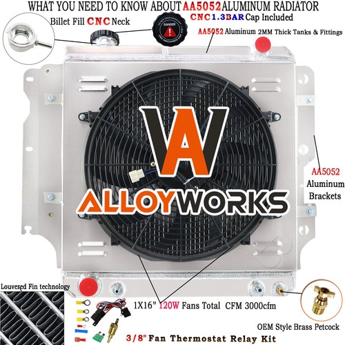3 ROW RADIATOR SHROUD FAN FOR 1987-2006 JEEP WRANGLER TJ YJ 2.5L 4.0L 4 ...