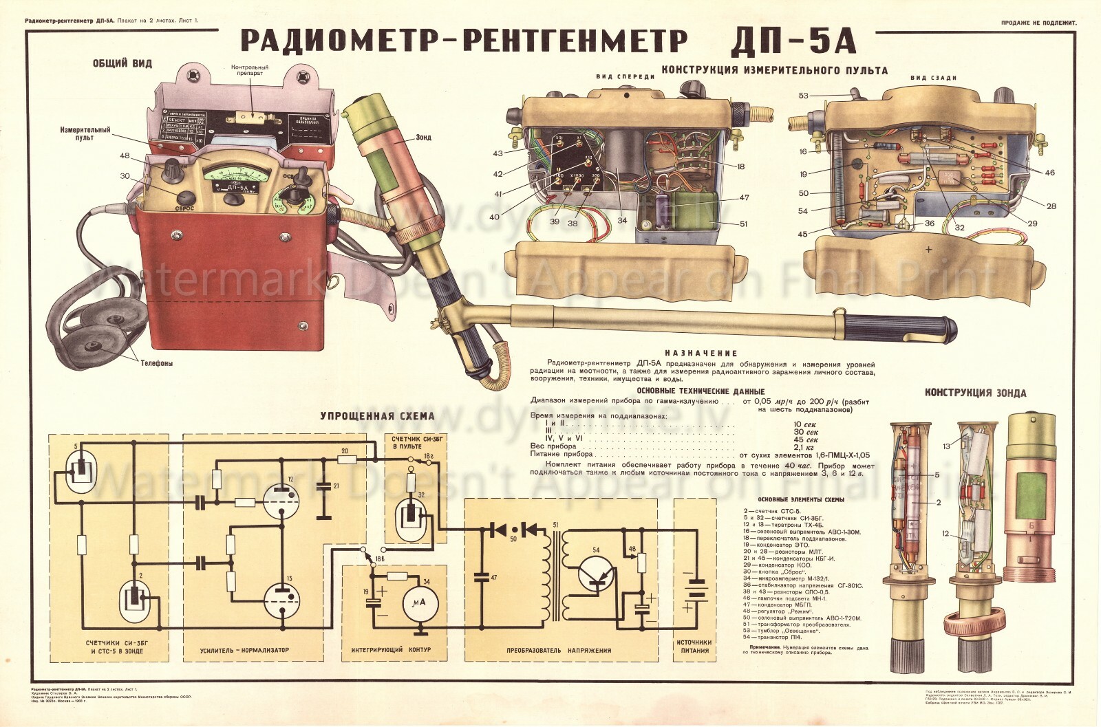 Soviet Russian Poster Print Radiometer Rentgenometer Geiger Counter DP ...