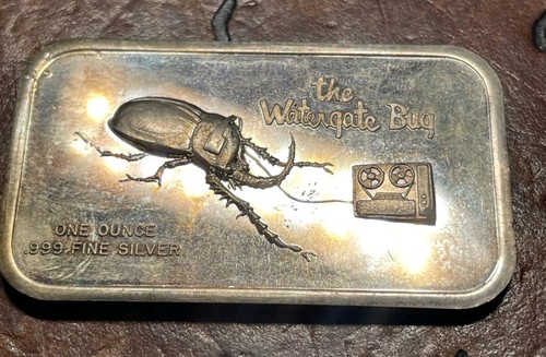 Vintage - Rare "The Watergate Bug" 1 oz .999 Fine Silver Art Bar ...
