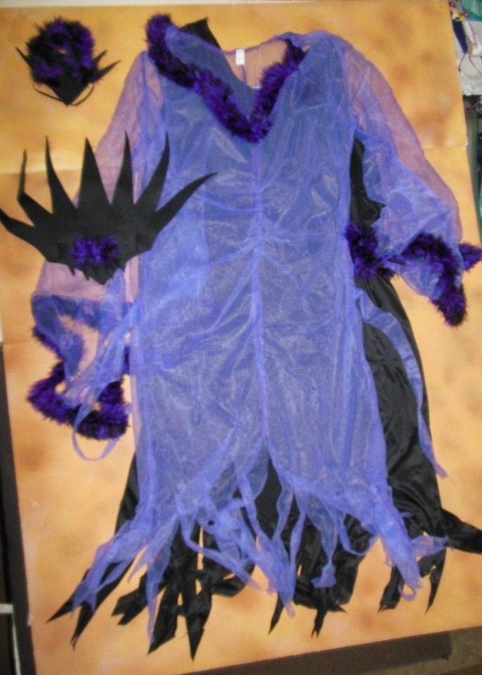 New/PKG 4 piece DRESS UP Zombie COSTUME GIRLS SMALL chiffon feathers ...