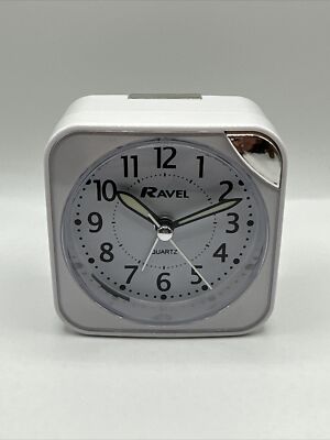 Ravel Bedside Quartz Square Alarm Clock in White | eBay UK