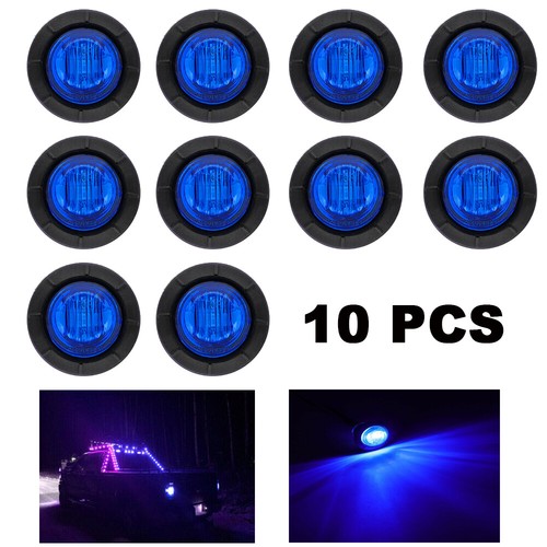 10x Blue LED Marker Lights 384" 12V Round Truck Trailer Bullet Side ...