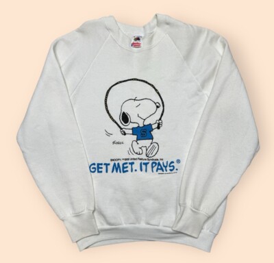 Vintage 1990s Snoopy Met Life Insurance Crewneck Sweatshirt Large Vtg ...