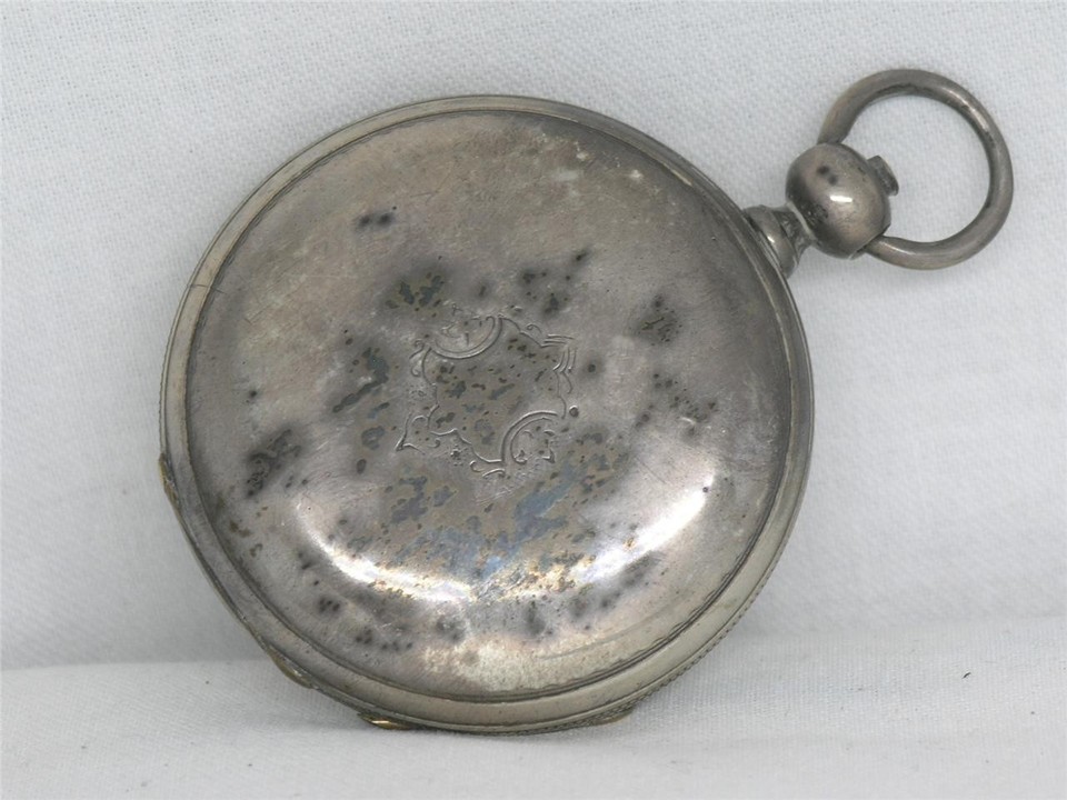 ANTIQUE 56MM CIVIL WAR LOUIS FALCONET SWISS COIN SILVER POCKET WATCH ...