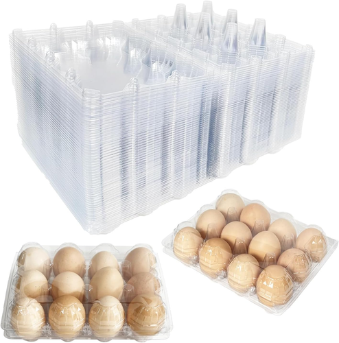 50-Pack Clear Plastic Egg Cartons - Reusable 12-Count Containers for ...