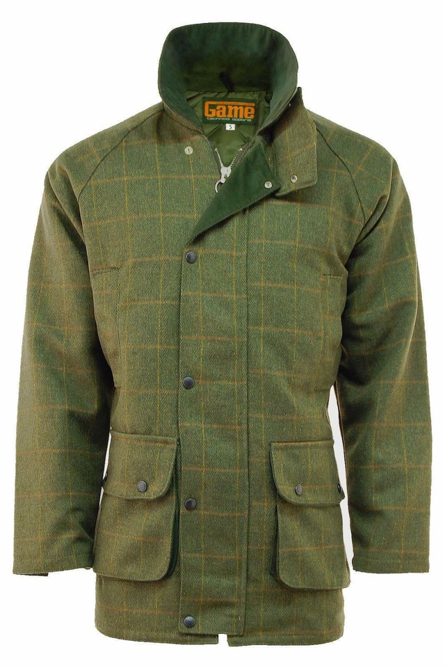 Mens GAME Dark Derby Tweed Waterproof Shooting Jacket Teflon Coated ...