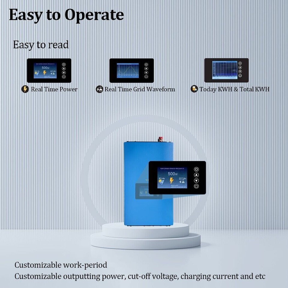 1000W Solar Grid Tie Inverter MPPT Power Limiter Sensor AC110/220V Auto ...