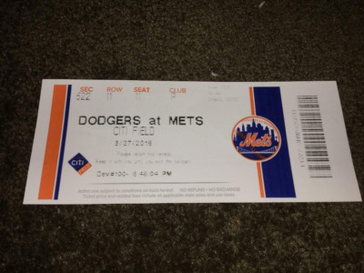 METS~2016 TICKET STUB 5/27/16 VS DODGERS ~Julio Urias MLB DEBUT (PAPER ...
