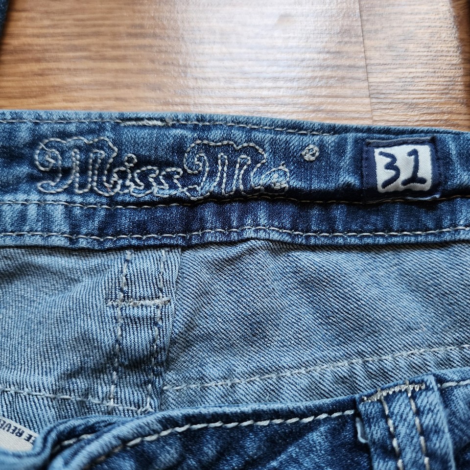 Miss Me Jeans Womens Size 32 Embroidered Boot Cut Faded Blue Denim ...