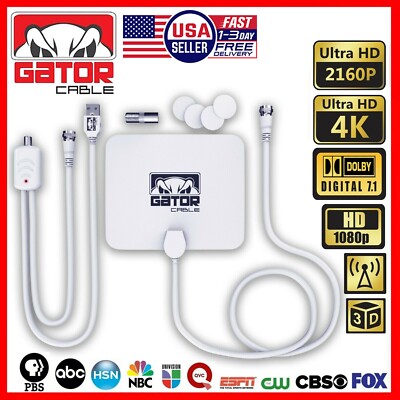 Digital TV Antenna HDTV 4K 1080p Indoor Amplifier 3600 Miles Long ...