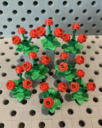 Lego Red Flowers With Ivy Green Leaves Plant Bush Garden Greenery New ...