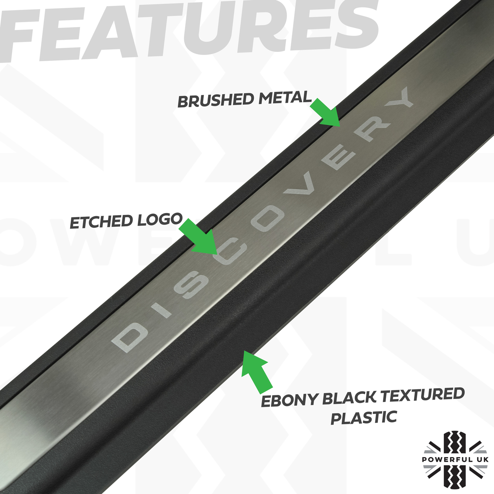 Discovery Sport front door scuff plates sill tread set brushed metal ...