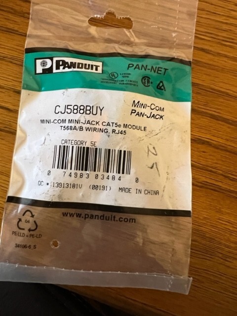 Panduit Data Jack Blue 5E CJ588BUY | eBay