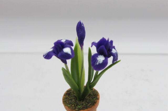Dollhouse Miniature Purple Iris Flower Plant in Pot G6787 | eBay