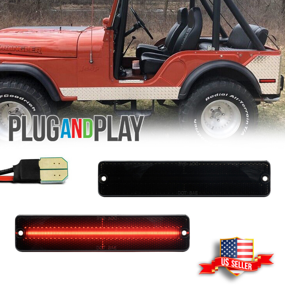 Smoked LED Rear Side Marker Lights For Jeep CJ5 CJ6 CJ7 CJ8 SJ Wagoneer ...