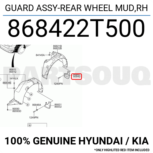 868422T500 Genuine Hyundai / KIA GUARD ASSY-REAR WHEEL MUD,RH | eBay