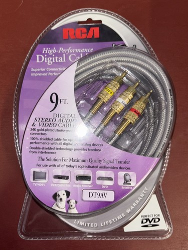 RCA High Performance Digital Stereo Audio & Video Cable 9' Gold Plated ...