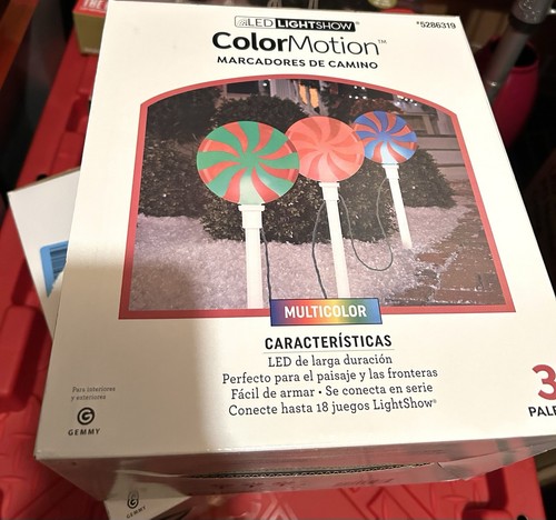 Gemmy ColorMotion Pathway Markers 3 Lollipops Christmas LED Light Show ...