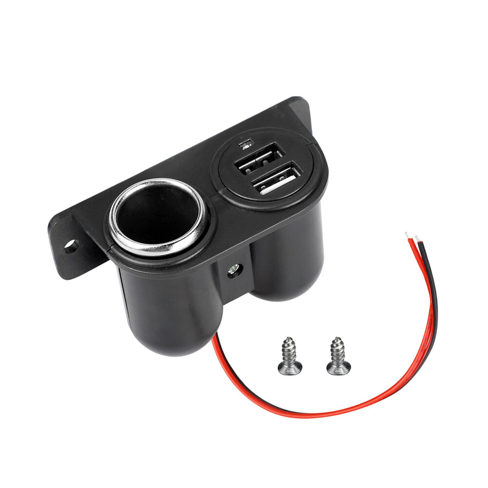 Car Dual USB Cigarette Lighter AUX Power Outlet Socket Plug Adapter ...