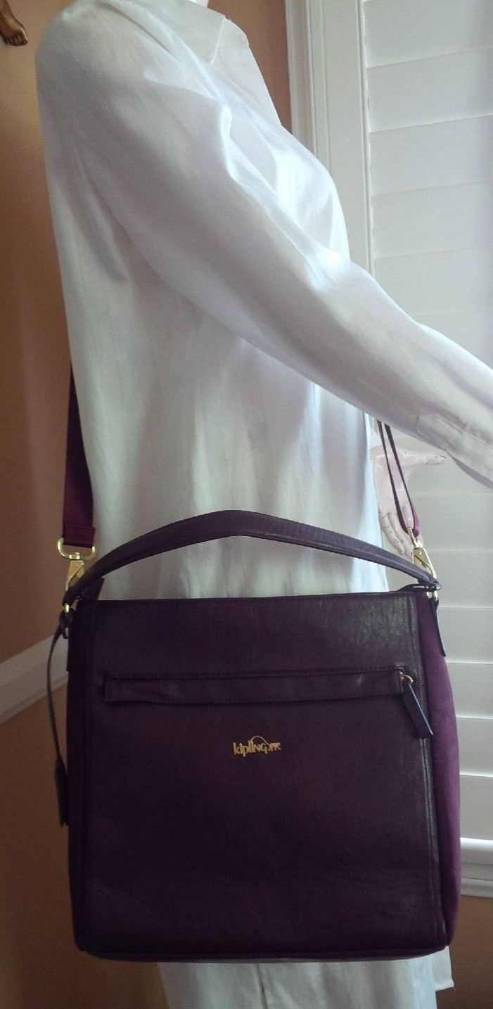 KIPLING Faux Leather & Nylon Trim Plum Messenger Cros… - Gem