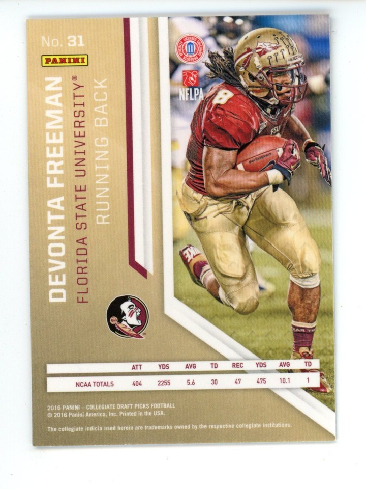 2016 Panini Prizm Collegiate Draft Picks Devonta Freeman #31 Florida ...