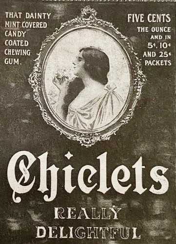 CHICLETS Mint Covered Candy Chewing Gum Framed Lady/Girl Photo Vtg 1906 ...